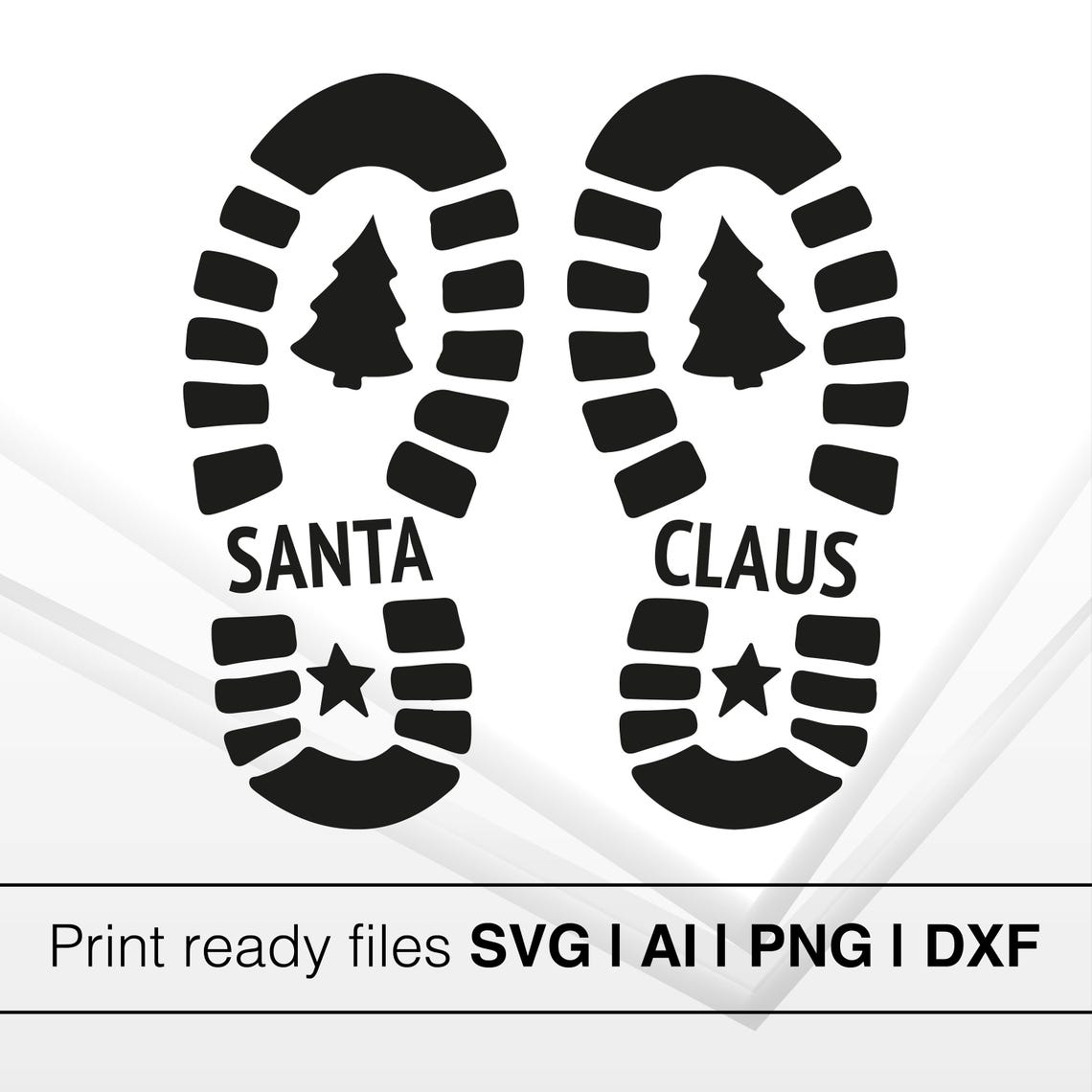 Santa Claus Footprint Svg, Santa Footprint Stencil Svg,santa Footsteps ...