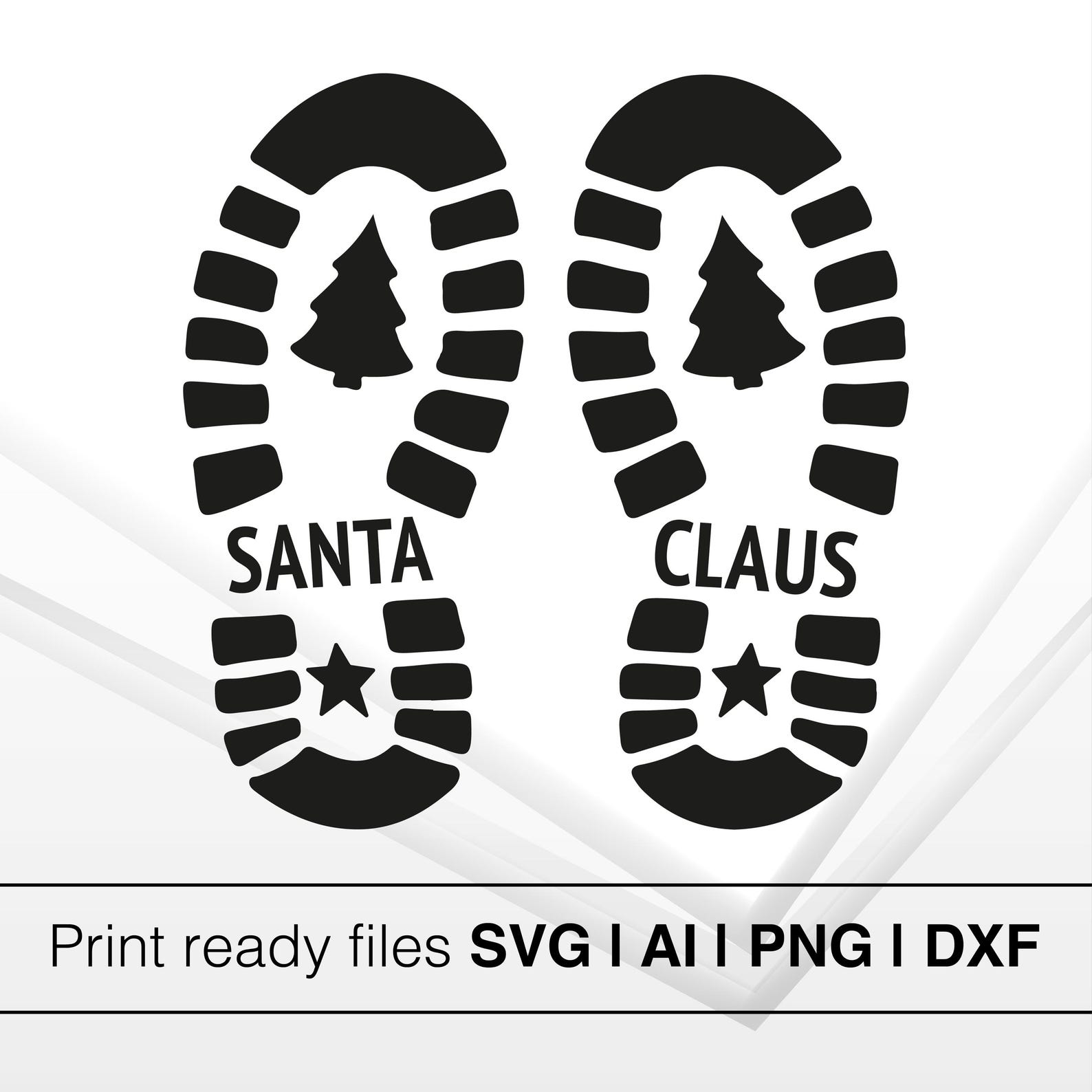 Santa Claus Footprint Svg, Santa Footprint Stencil Svg,santa Footsteps ...