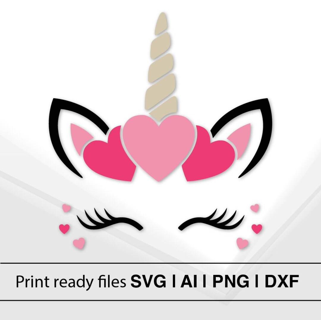 Unicorn With Hearts Design | Instant Download | Cute Unicorn Clipart ...
