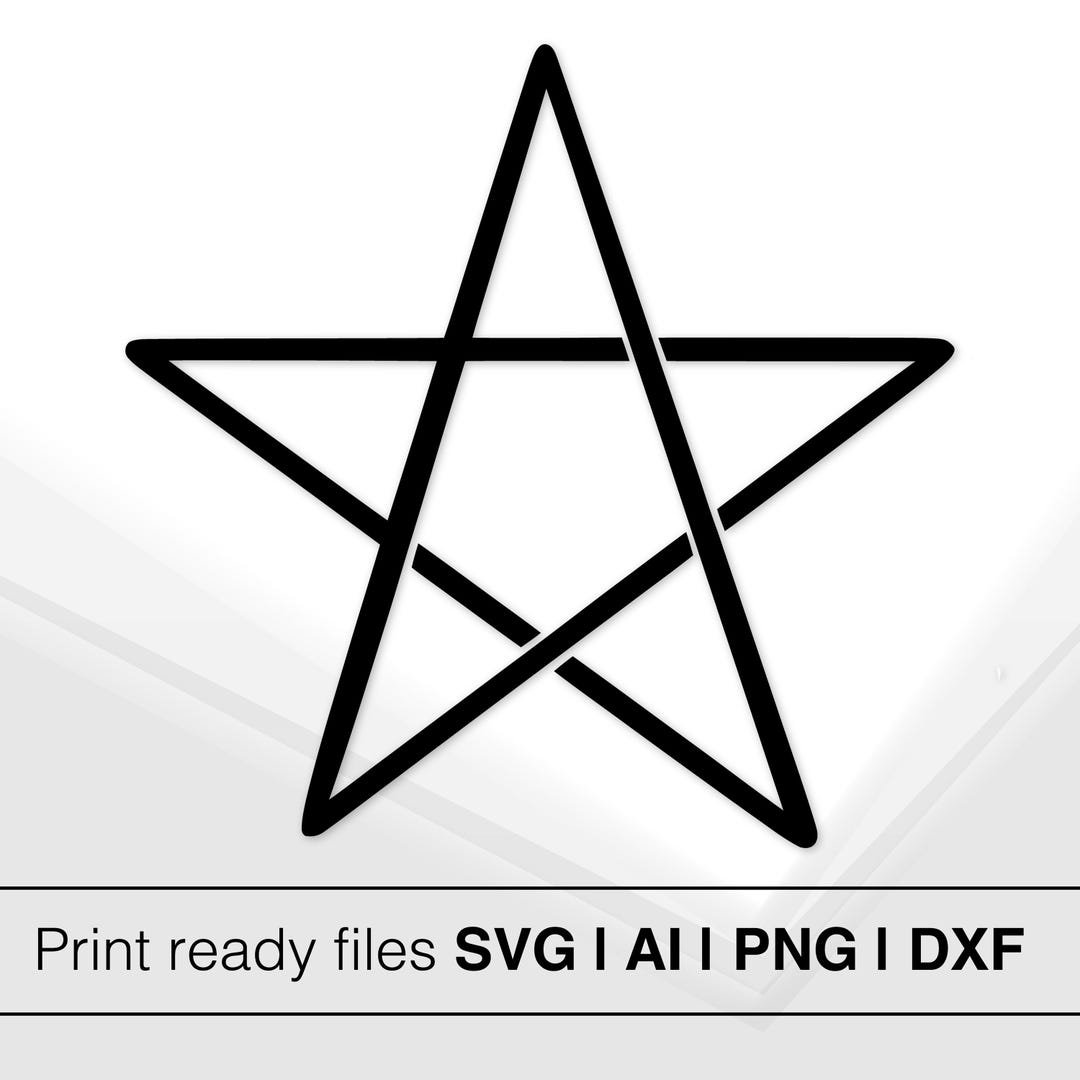 Pentagram Design | Black Outline on White | Instant Download ...