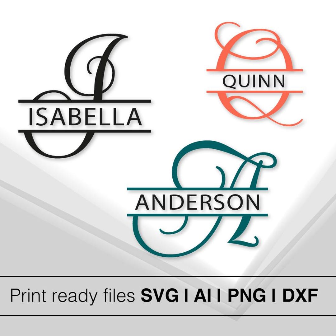 Split Monogram Alphabet SVG | Elegant Custom Initial Design | Instant ...