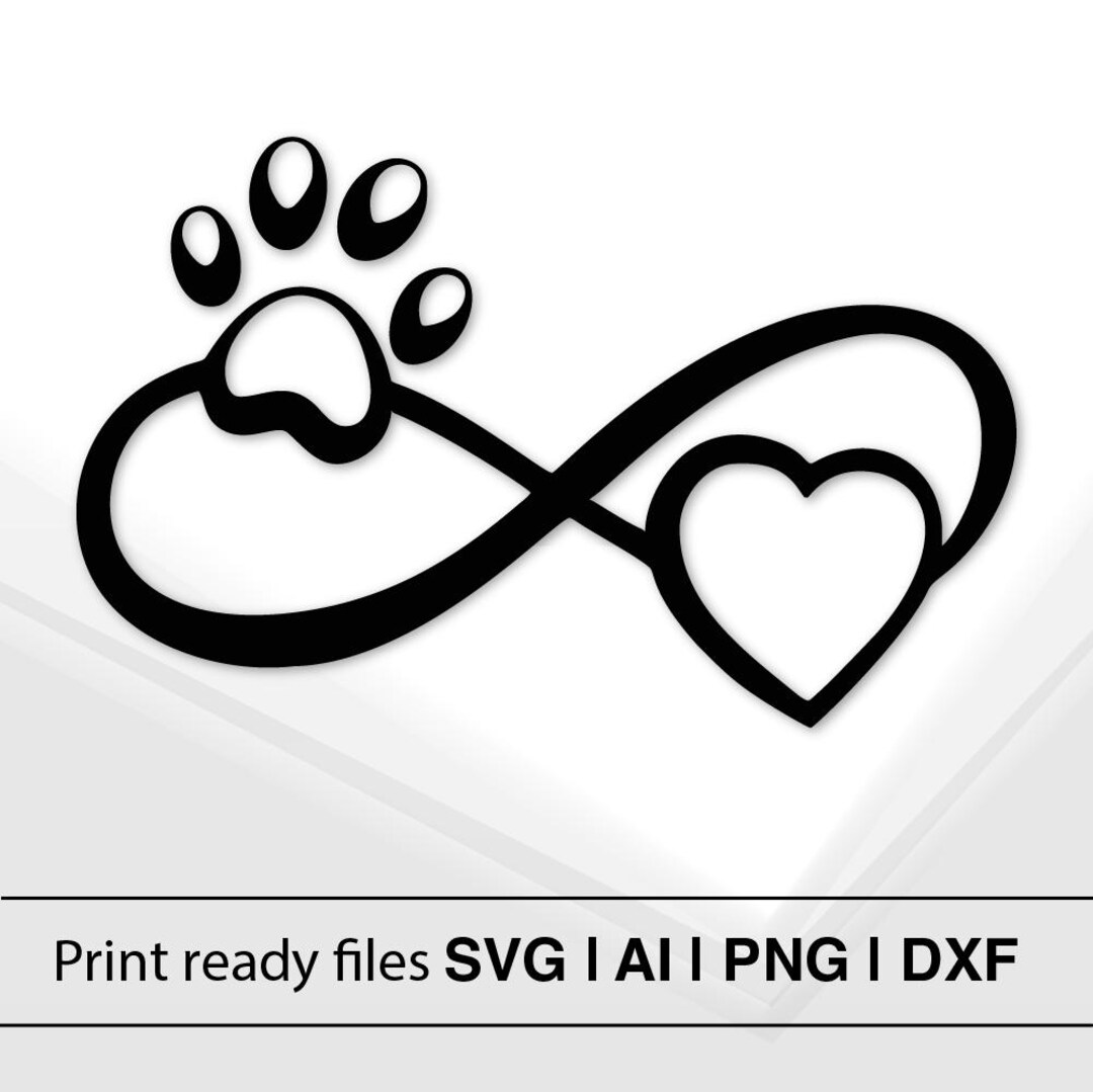 Infinity Paw Symbol With Heart | Pet Lover Design | Minimalist Art ...