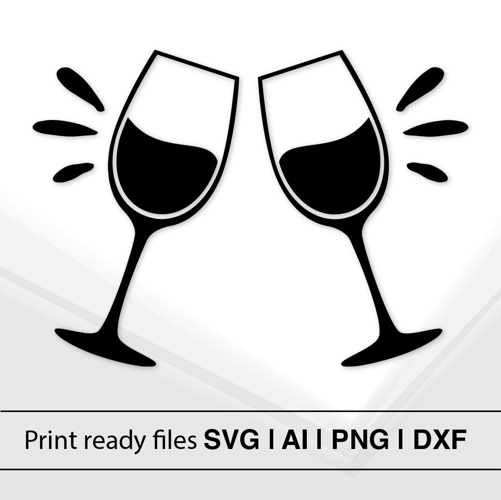 Cheers SVG | Wine Glasses Cut File | Party Drink Clipart | Clinking ...