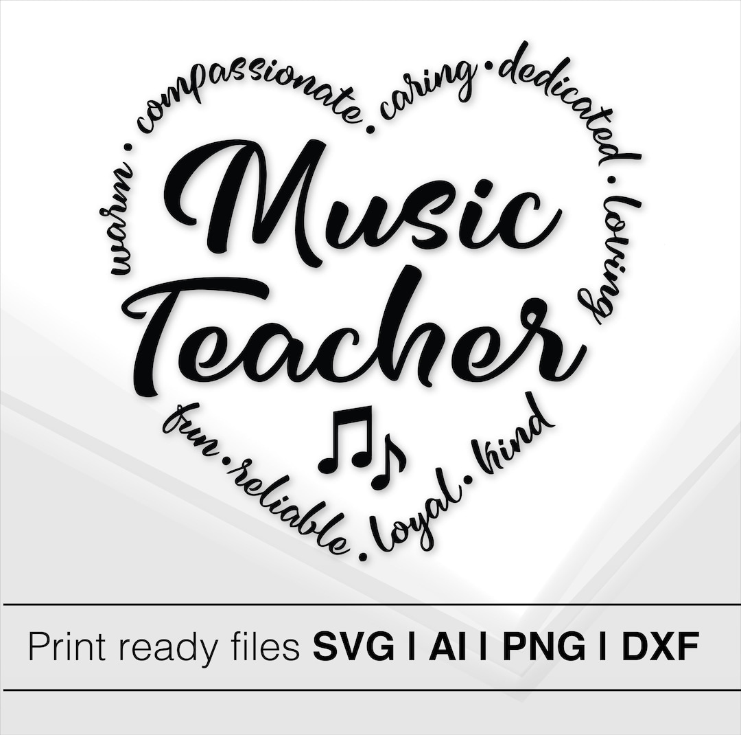 Music Teacher Gift | Heart Design With Inspirational Words | Music ...
