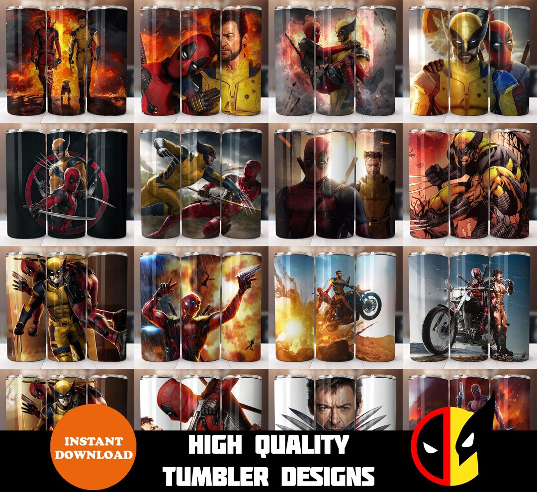 Superhero Tumbler Wrap Bundle, 20oz Skinny Tumbler PNG Designs (digital ...
