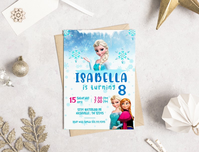 Editable Frozen Birthday Invitation Template, Printable Frozen Birthday ...