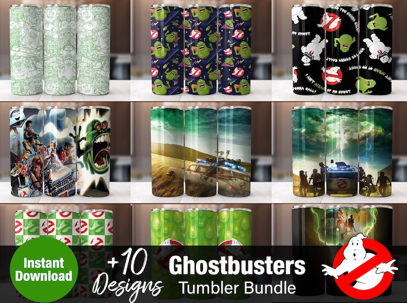 Ghostbusters Tumbler Wrap Bundle, 20oz Skinny Tumbler Designs (digital ...