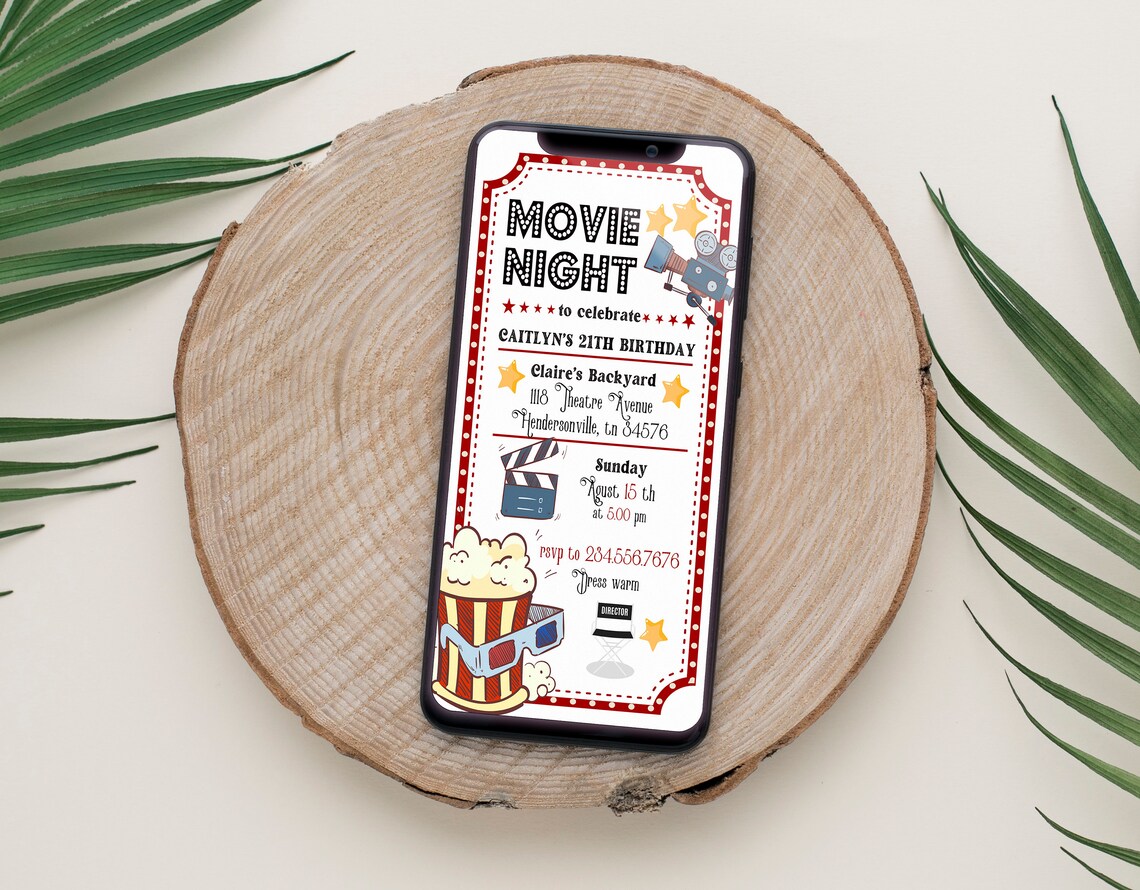 Editable Mobile Movie Birthday Invitation Template, Birthday Party ...
