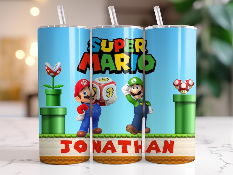 Custom Super Mario Tumbler Wrap Template, 20 Oz Skinny Tumbler Wrap ...