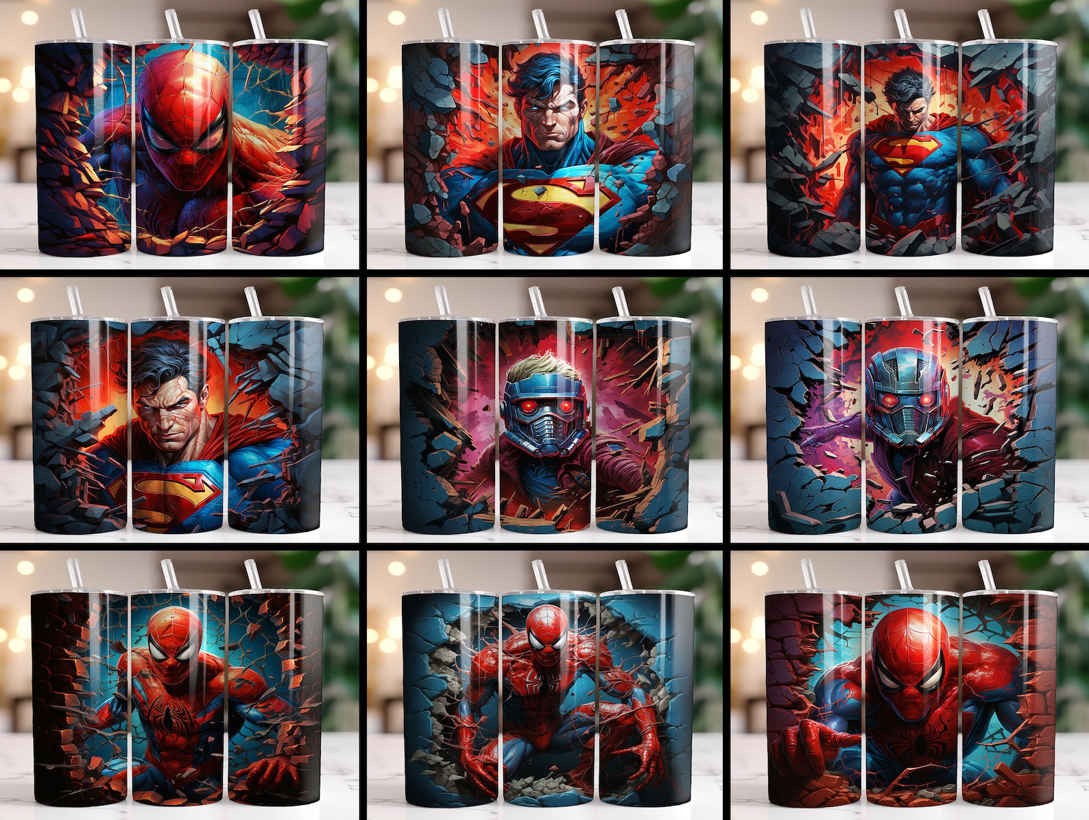 Superhero Tumbler Wrap Bundle, Instant Download 20oz Tumbler PNG Wraps ...