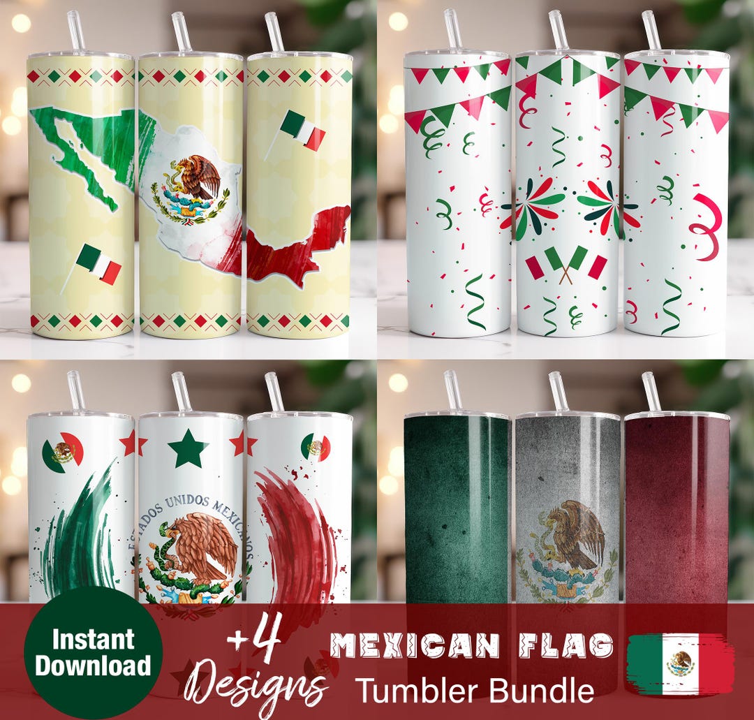 Mexican Flag Tumbler Wrap Bundle, Instant Download 20oz Tumbler PNG ...