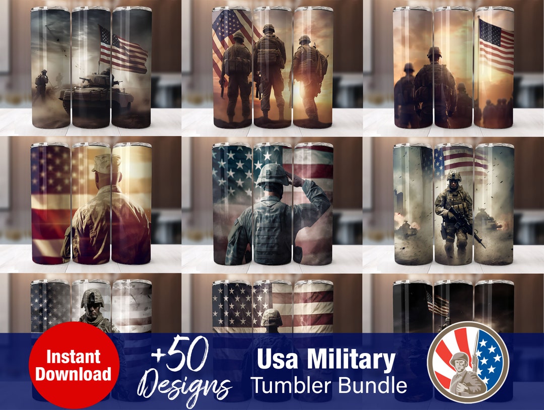 50+ Usa Military Tumbler Wrap Bundle, 20 Oz Skinny Veteran Tumbler Wrap ...