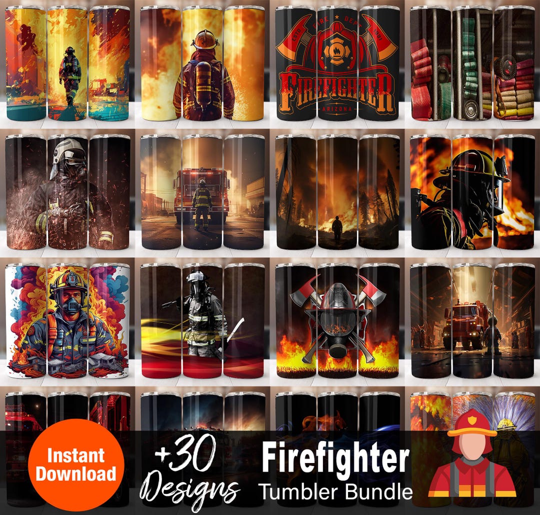 30+ Firefighter Tumbler Wrap Bundle, Instant Download 20oz Tumbler PNG ...