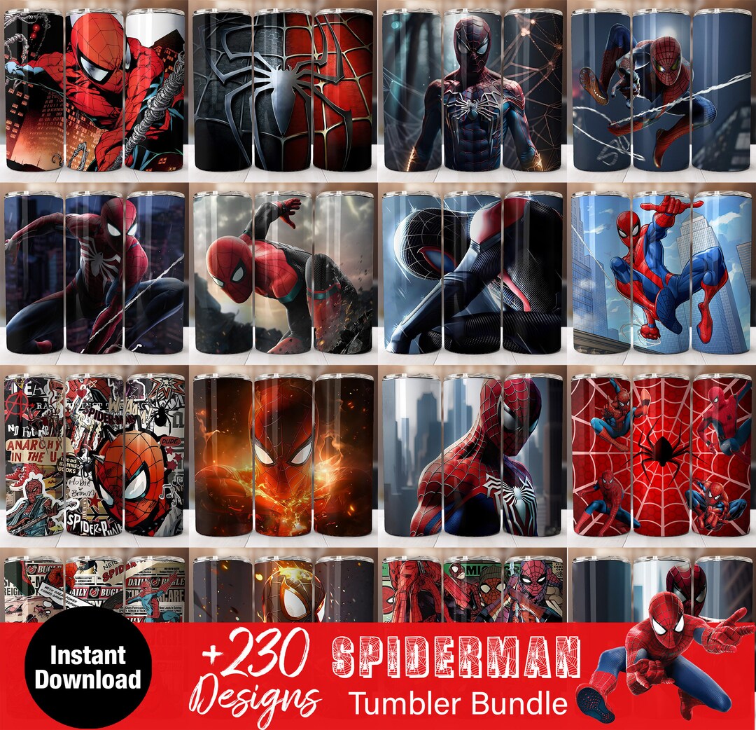 Spiderman Tumbler Wrap Bundle, Instant Download 20oz Tumbler PNG Wraps ...