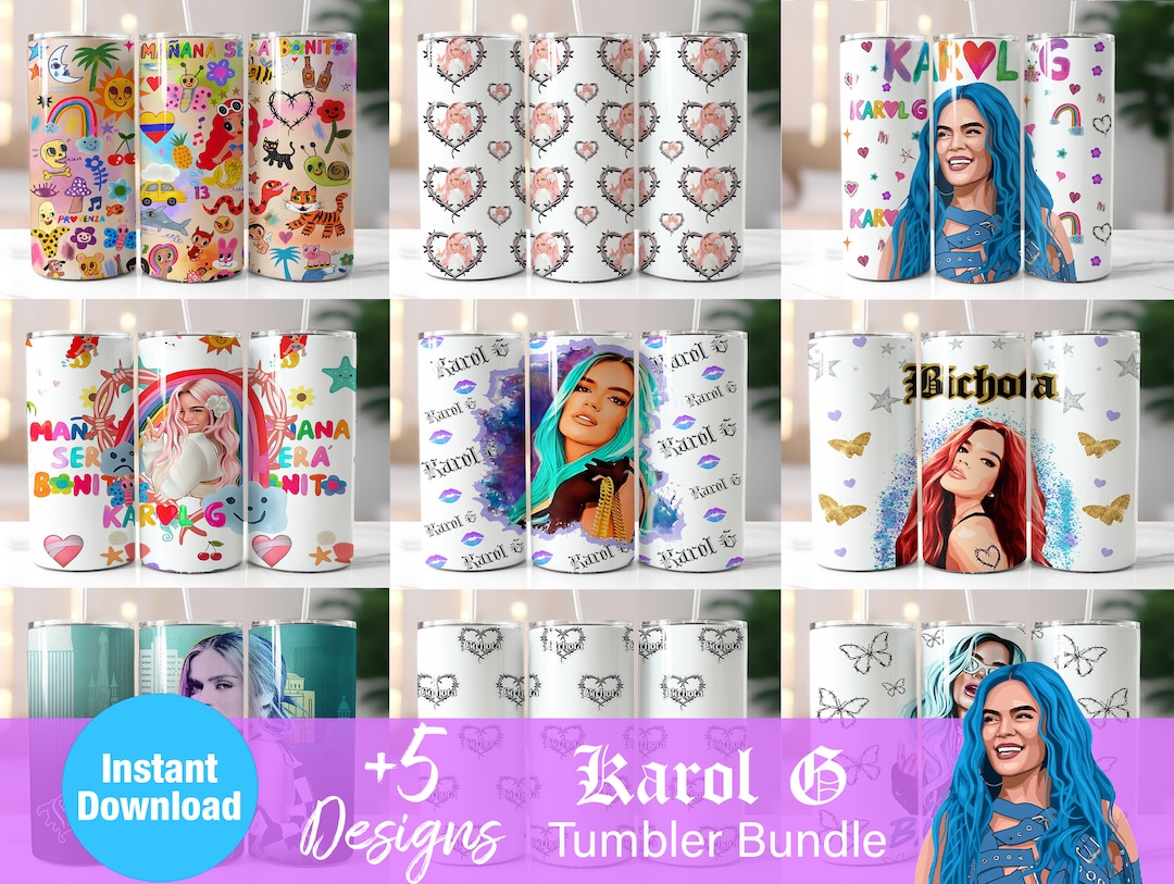 10+ Karol G Tumbler Wrap Bundle, Instant Download 20oz Tumbler PNG ...