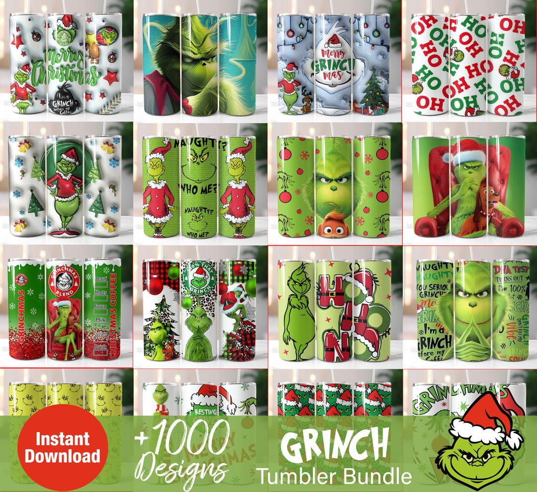 1000+ Files Grinch Tumbler Wrap Bundle, 20 Oz Skinny Tumbler Wrap, 20oz ...