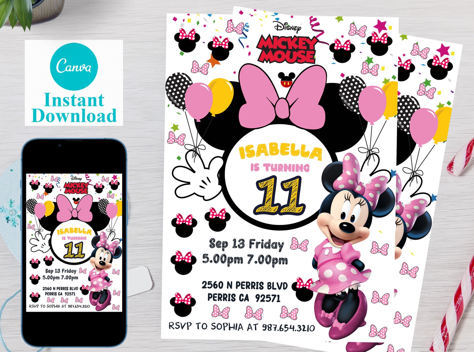Editable Mouse Birthday Invitation Template, Printable Kids Party ...