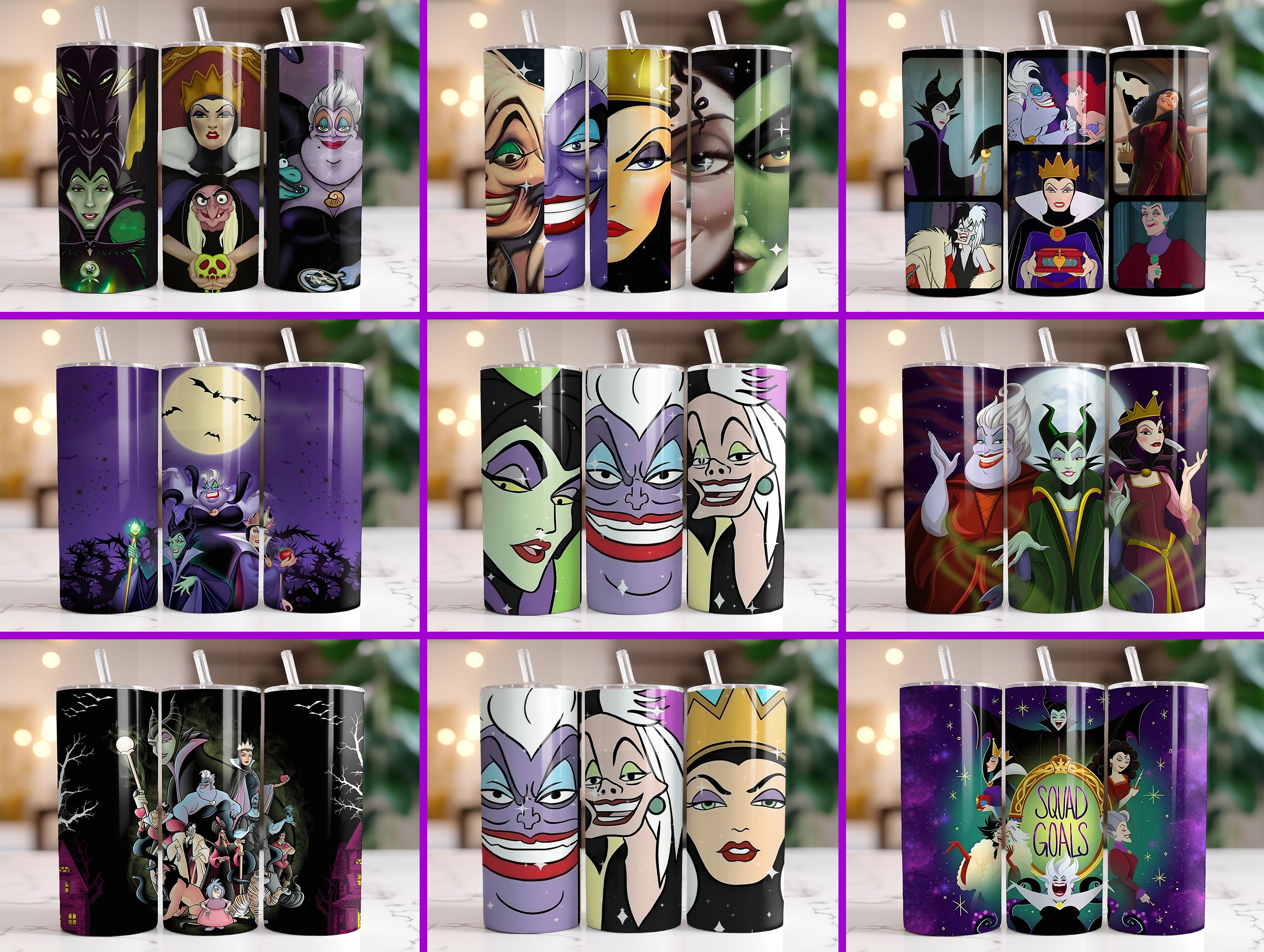 Villain Tumbler Wrap Bundle, Halloween PNG Designs (digital Download ...