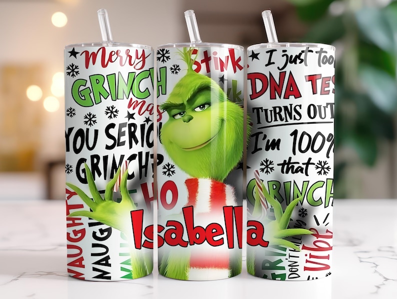 Editable Grinch Tumbler Wrap, 20 Oz the Grinch Skinny Tumbler Wrap ...