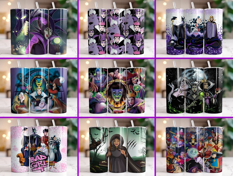 Villain Tumbler Wrap Bundle, Halloween PNG Designs (digital Download ...