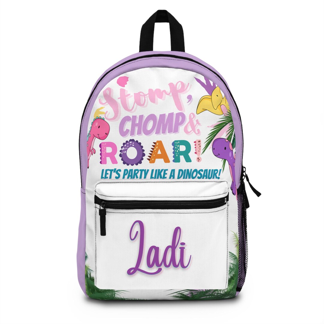 Personalized Dinosaur Backpack: Custom Name Girl's Bookbag - Etsy