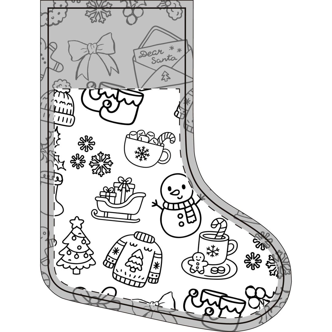 Coloring Christmas Stocking, Personalized Color Your Own Custom Name ...