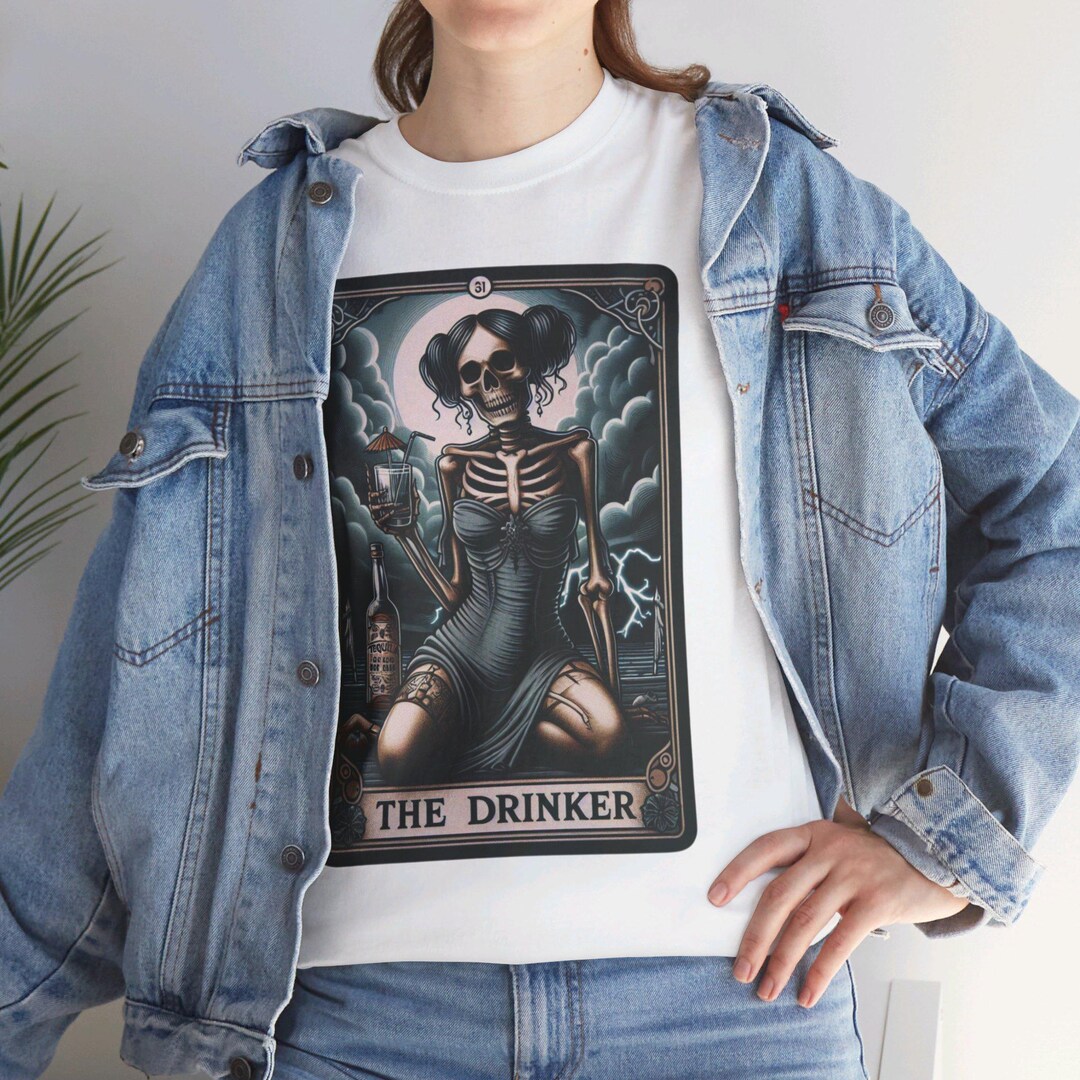 The Drinker Tarot Card Shirt | Skeleton Drinking Shirt | Tarot Card ...