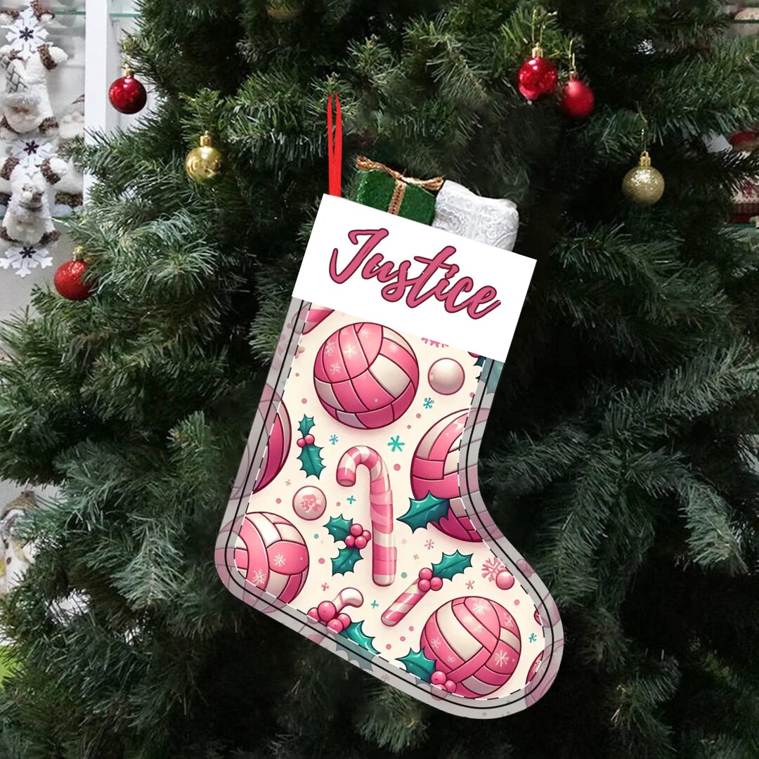 Personalized Volleyball Christmas Stocking: Linen Sports Decor - Etsy