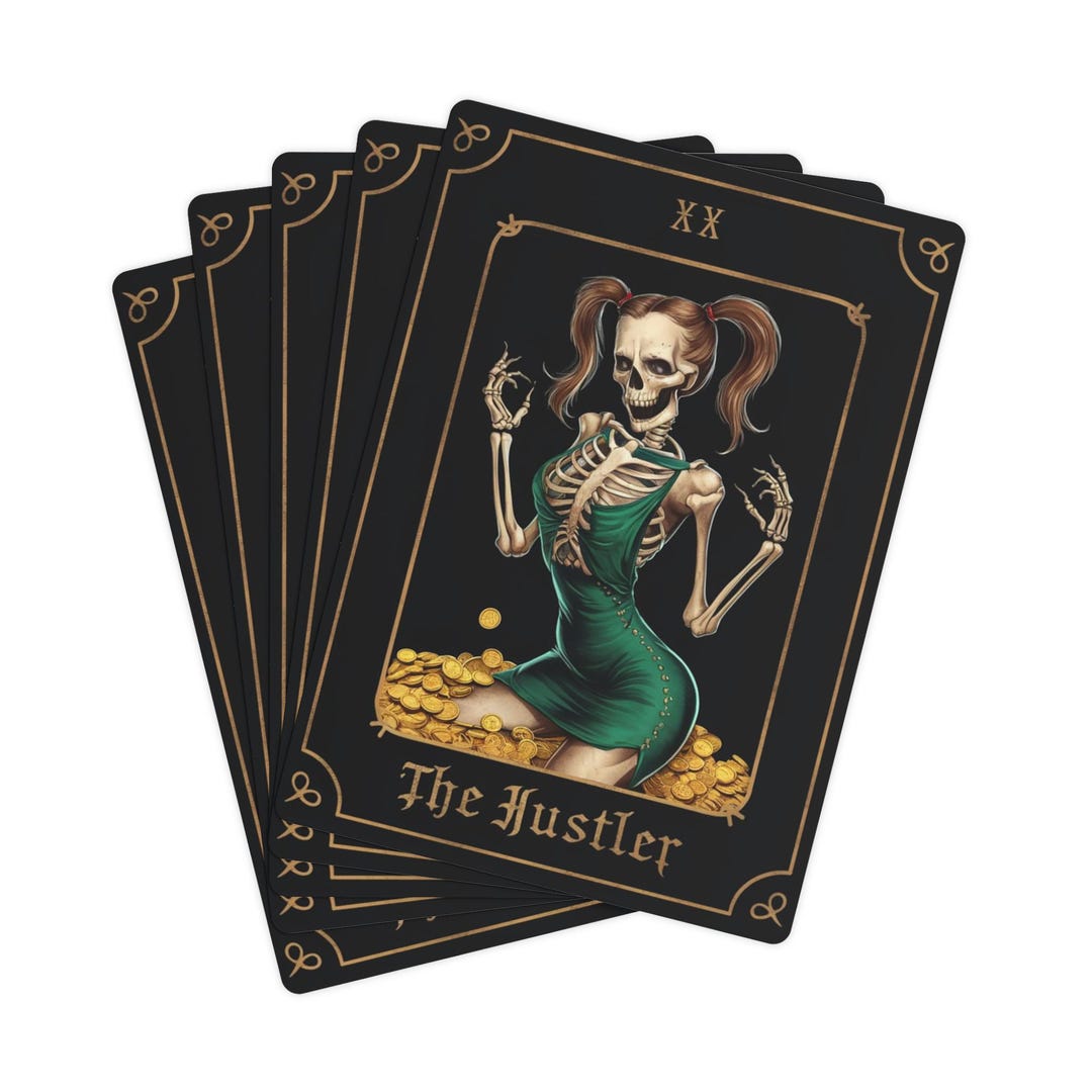 The Hustler Halloween Poker Cards | Skull Skeleton Tarot Deck - Etsy