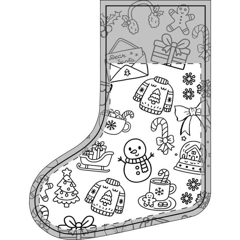 Coloring Christmas Stocking, Personalized Color Your Own Custom Name ...