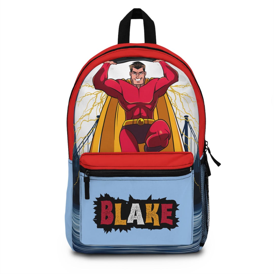 Personalized Superhero Backpack: Custom Name Boys Bookbag - Etsy