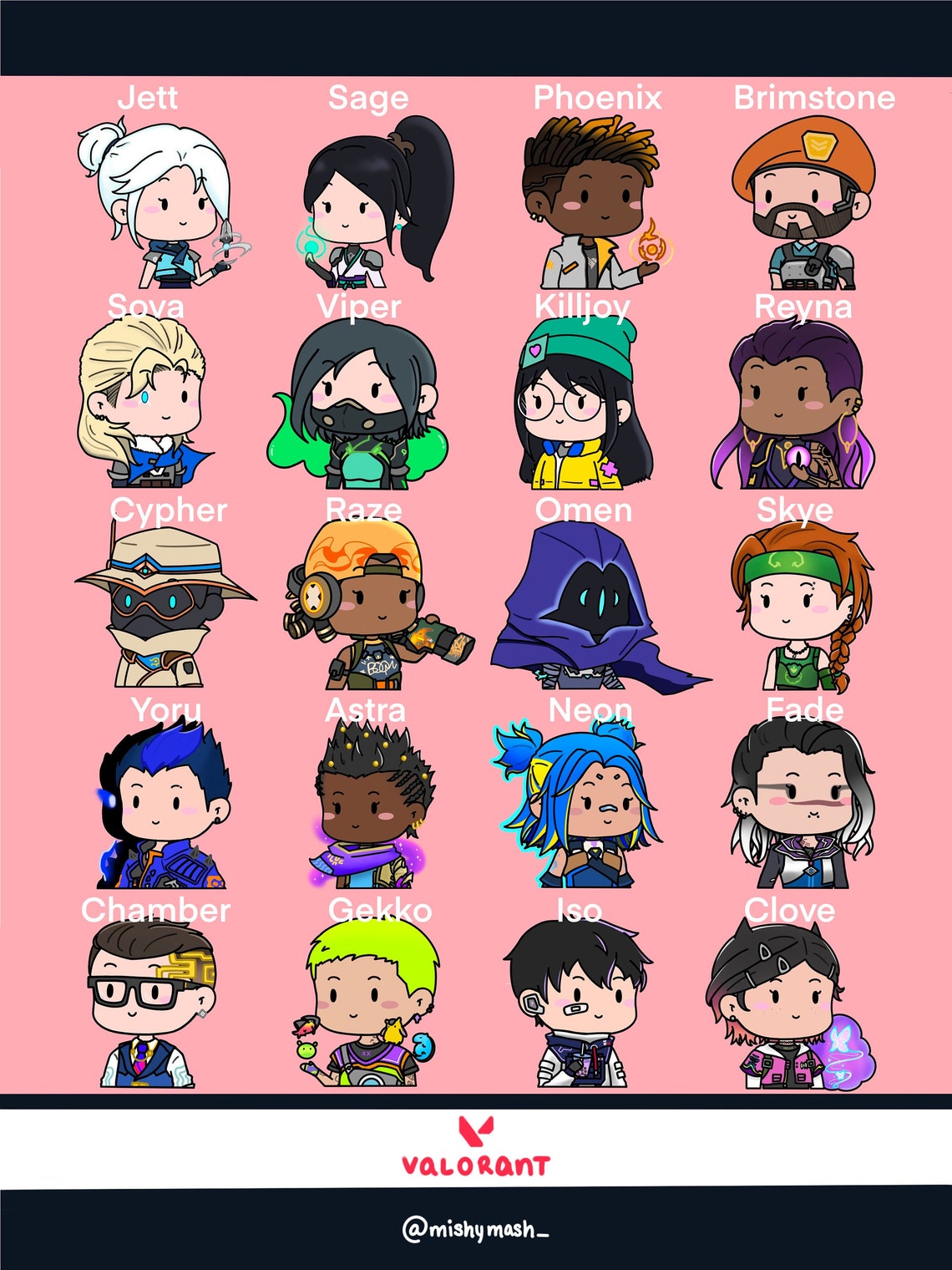 Cute Mini Valorant Agent Stickers - Holographic Mirror Effect Vinyl ...