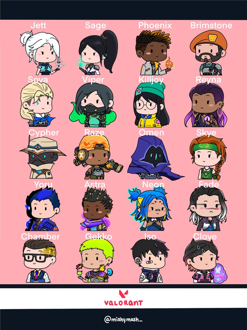 Cute Mini Valorant Agent Stickers - Holographic Mirror Effect Vinyl ...