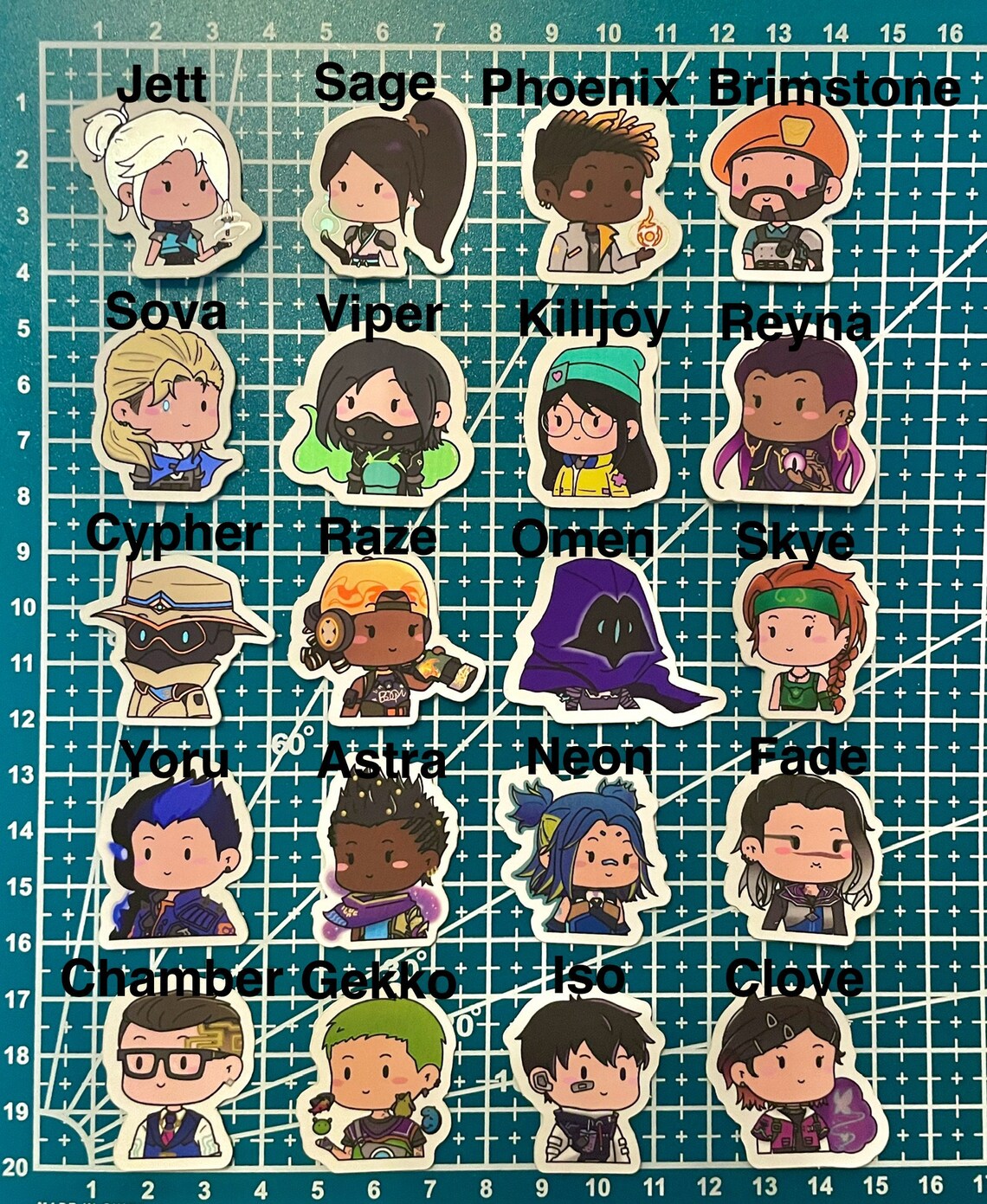 Cute Mini Valorant Agent Stickers - Holographic Mirror Effect Vinyl ...