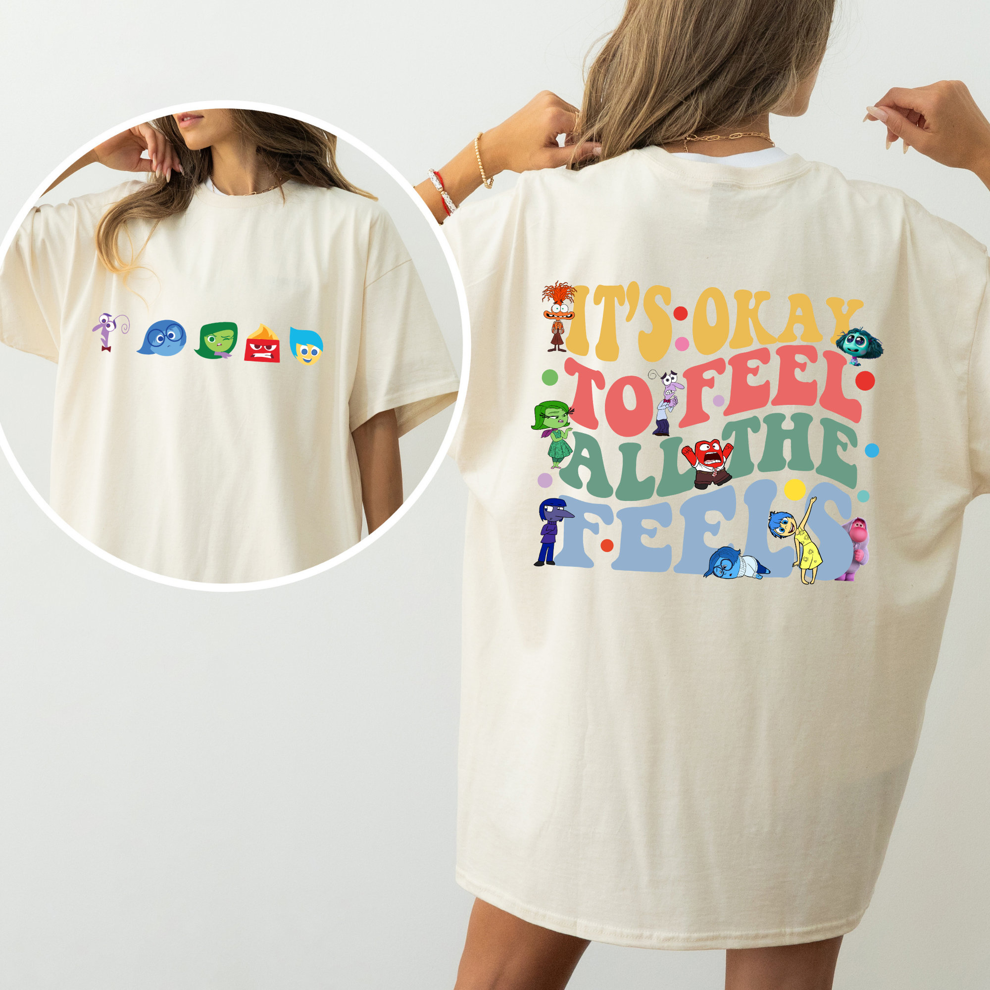 It's Okay to Feel All the Feels T-shirt, Colorful Cartoon Emotions ...