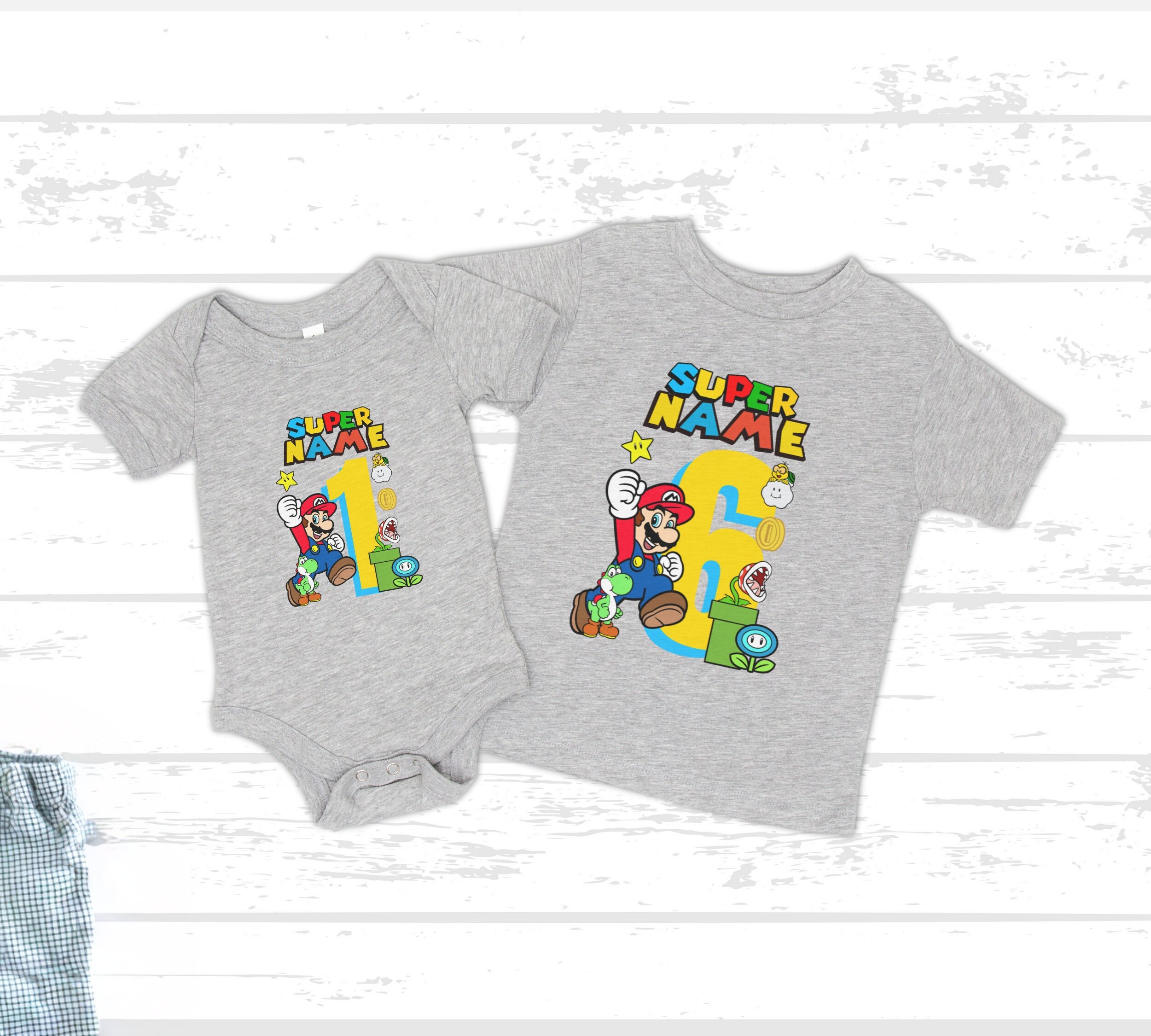 Super Mario Birthday Shirt, Custom Mario Shirt, Super Mario Family ...