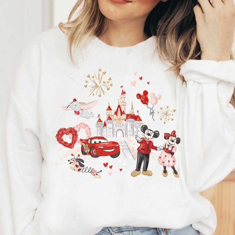 Mickey Minnie Love Sweatshirt: Disney Valentine Pullover, Warm Winter ...