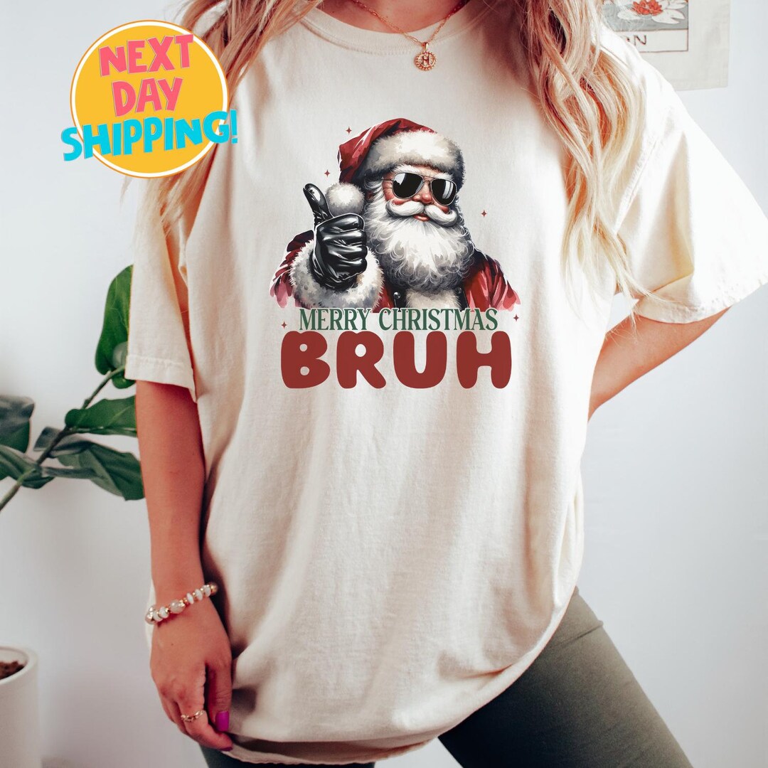 Comfort Colors Merry Christmas Bruh Shirt, Retro Santa Shirt, Christmas ...