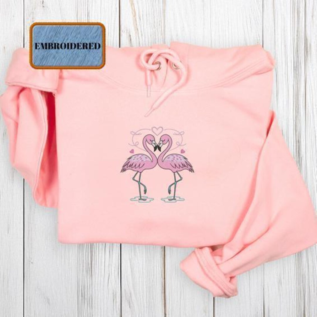 Flamingo Embroidery Design Sweatshirt, Flamingo Embroidered Sweater ...