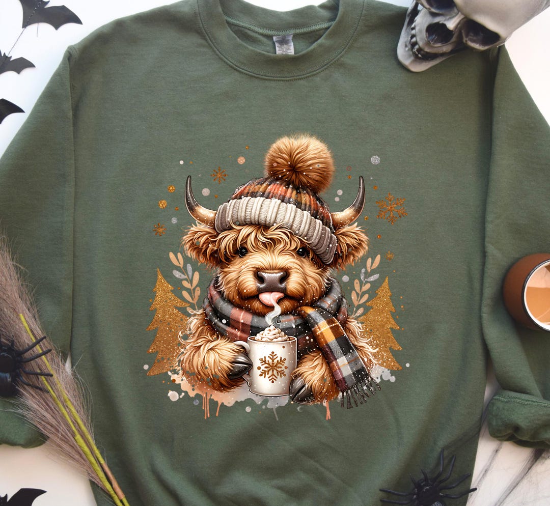 Christmas Cow Sweatshirt, Farmers Highland Cow Sweater, Cow Sweatshirt ...