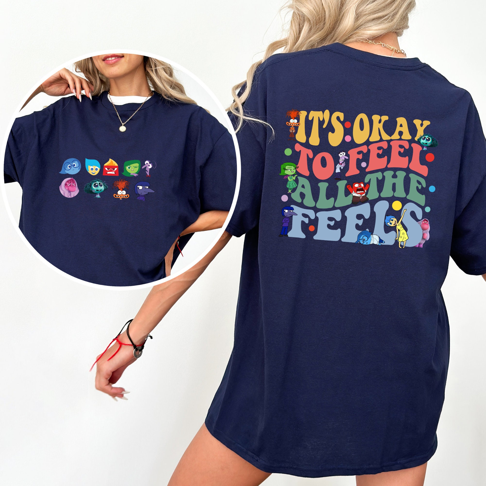 Its Okay to Feel All the Feels T-shirt, Colorful Cartoon Characters ...
