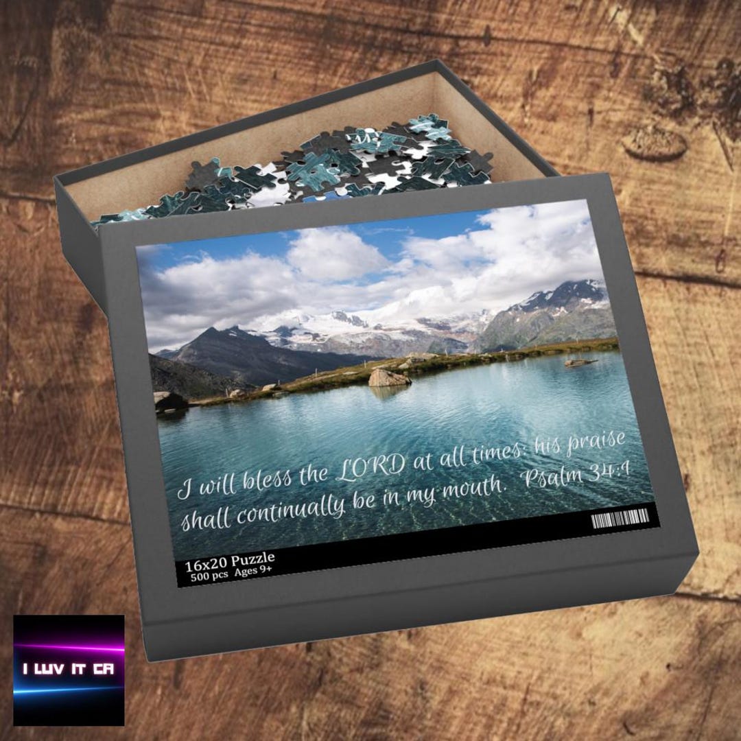 Bible Passage Puzzle Praise Jigsaw Psalm 34:1 Puzzle Mountain Scenery ...