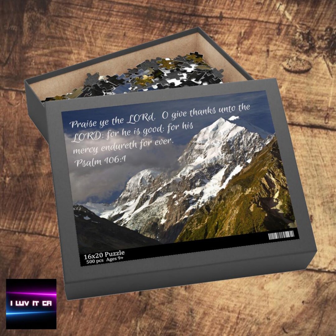 Bible Passage Puzzle Praise Jigsaw Psalm 106:1 Puzzle Mountain Scenery ...