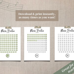 Printable Music Practice Tracker With Color in Bubbles | Undated 100 ...