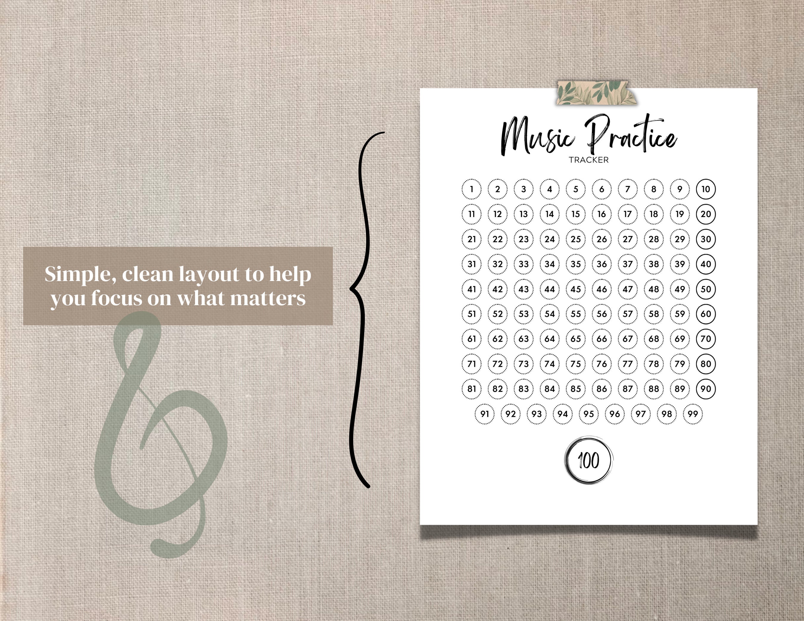 Printable Music Practice Tracker With Color in Bubbles | Undated 100 ...