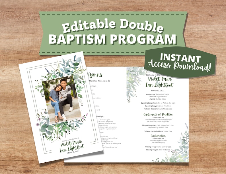 Double LDS Baptism Program Twins | Joint Dual Latter Day Saint Baptism ...