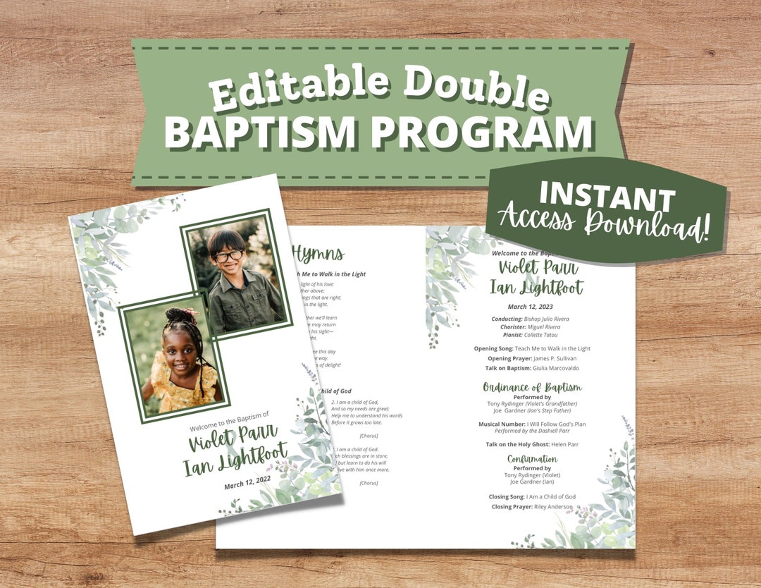 Printable Dual LDS Baptism Program Joint Double Latter Day - Etsy
