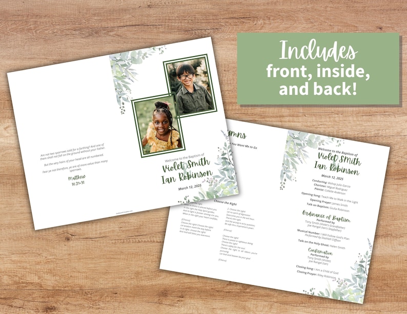 Printable Double Baptism Program LDS | Joint or Dual Mormon Baptism ...