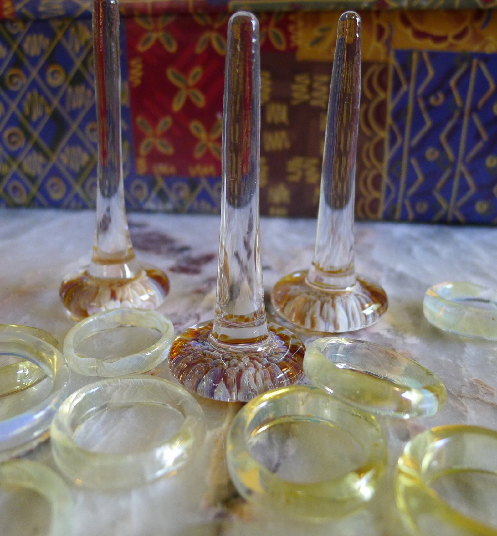 One Double Amber Purple Colored Glass Ring Holder Hand Sculpted by Jenn ...