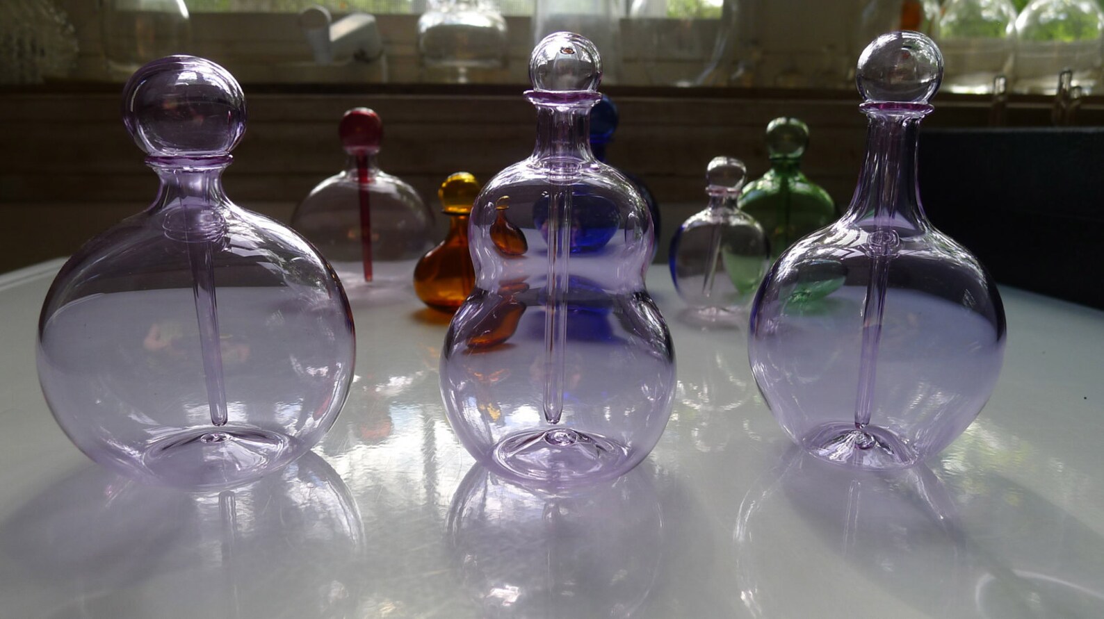 Transparent Purple Glass Perfume Bottle With Stopper Hand Blown by Jenn ...
